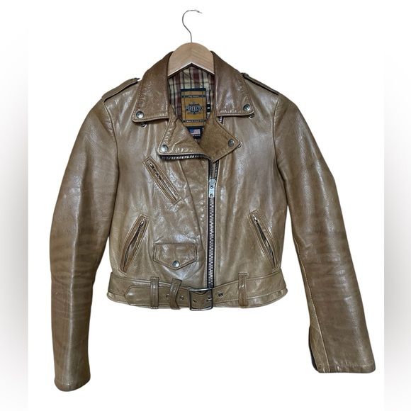 Schott | Jackets & Coats | Schott Nyc Cropped Perfecto Tan Leather ...